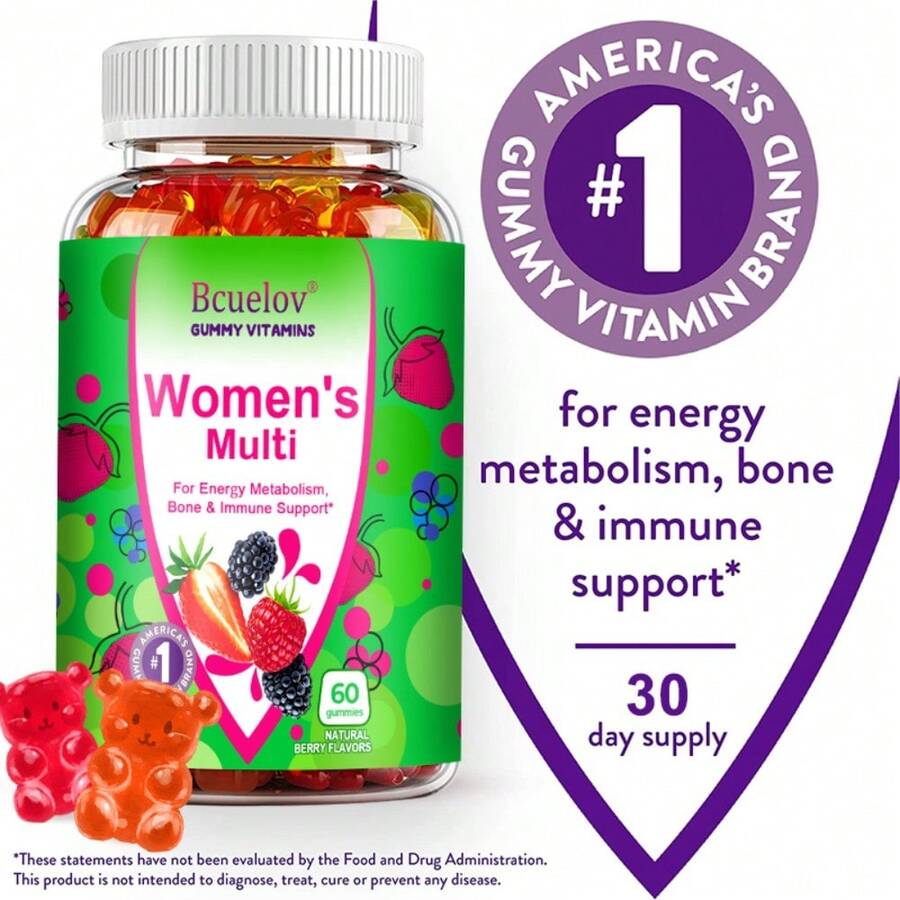 Bcuelov Women's Multivitamin & Mineral Dietary Supplement, 60 Gummies ...