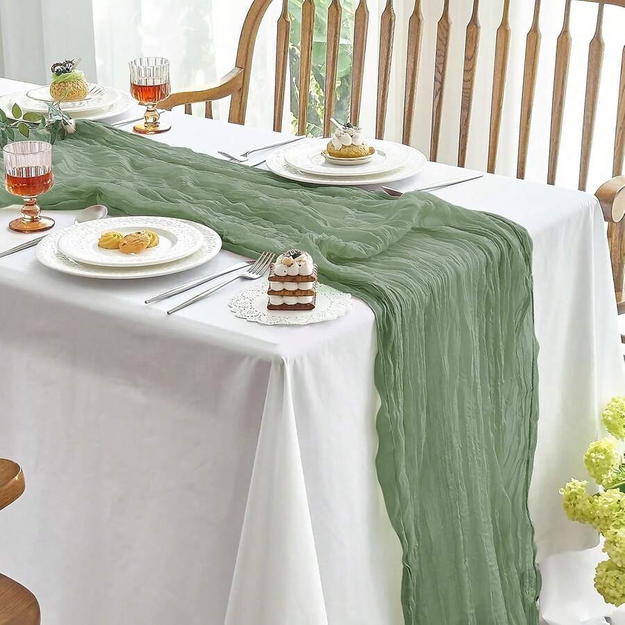 Sage Green Cheesecloth Table Runner 10FT 35x120 Inch, Gauze Table ...