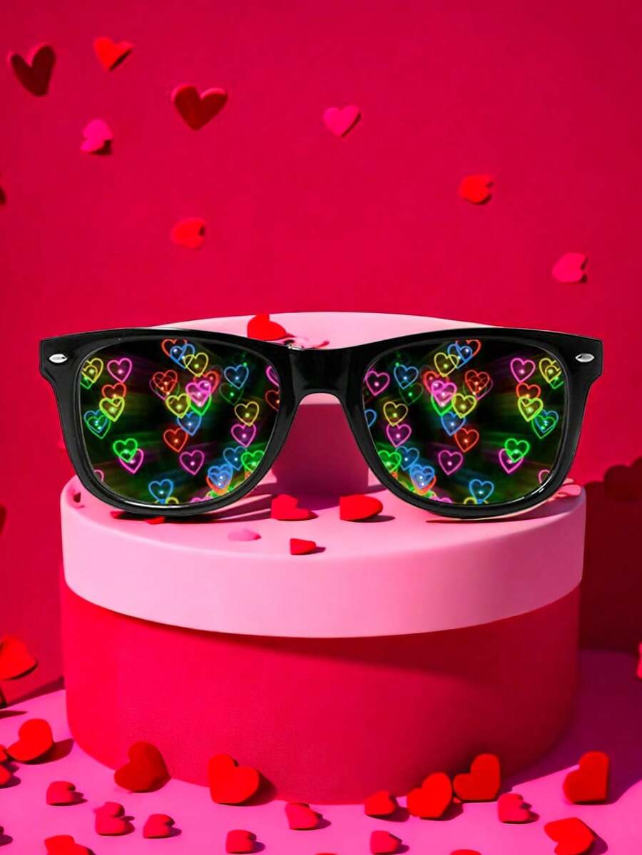 1 Pair Heart-Shaped Diffraction Light Effect Fireworks Festival Glasses ...