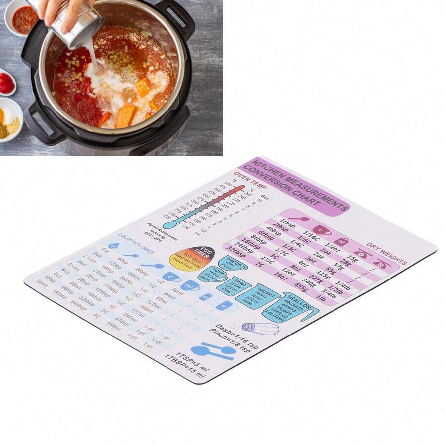 Kitchen Conversion Chart, Magnetic, Liquid Temperature Guide, Cooking ...