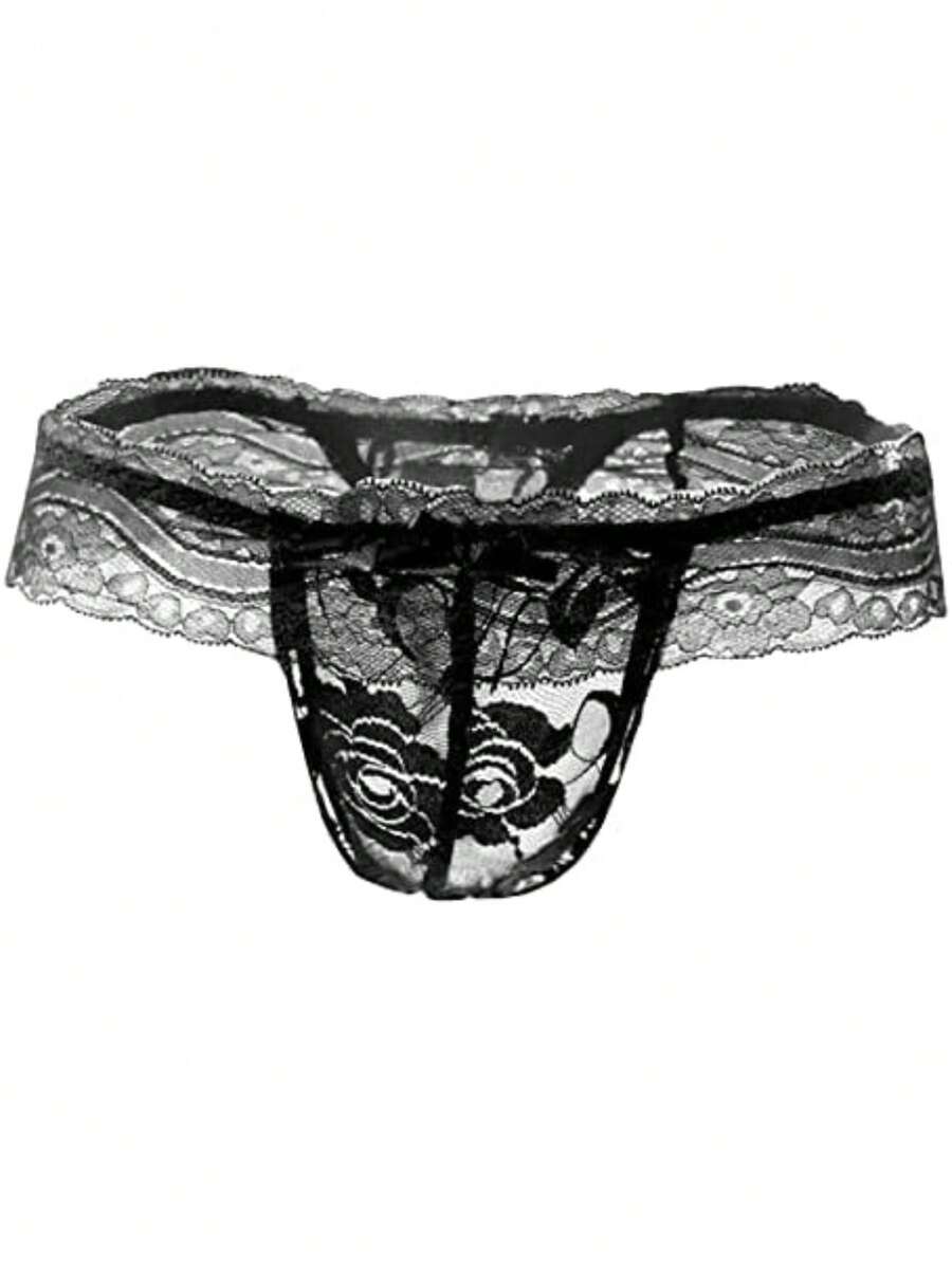 Ropa Interior Sexy de Encaje Floral para Hombre,Calzoncillos Tanga de ...