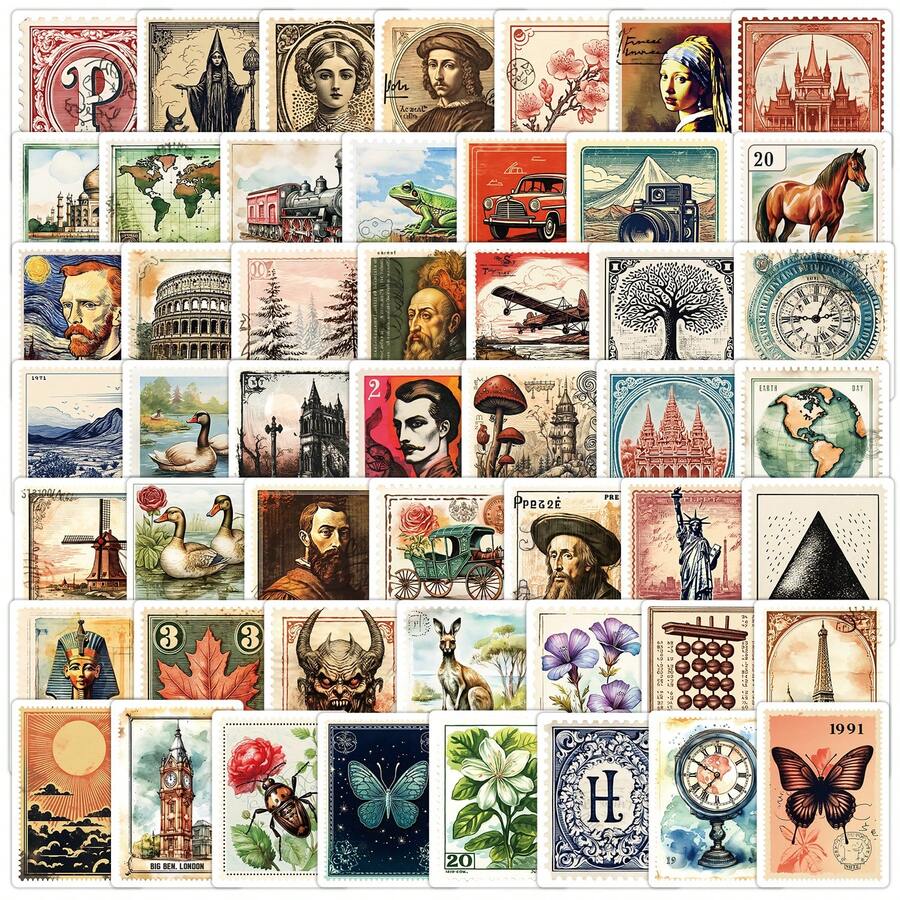 50pcs Retro European-Style Cartoon Graffiti Stickers, Can Be Pasted On ...