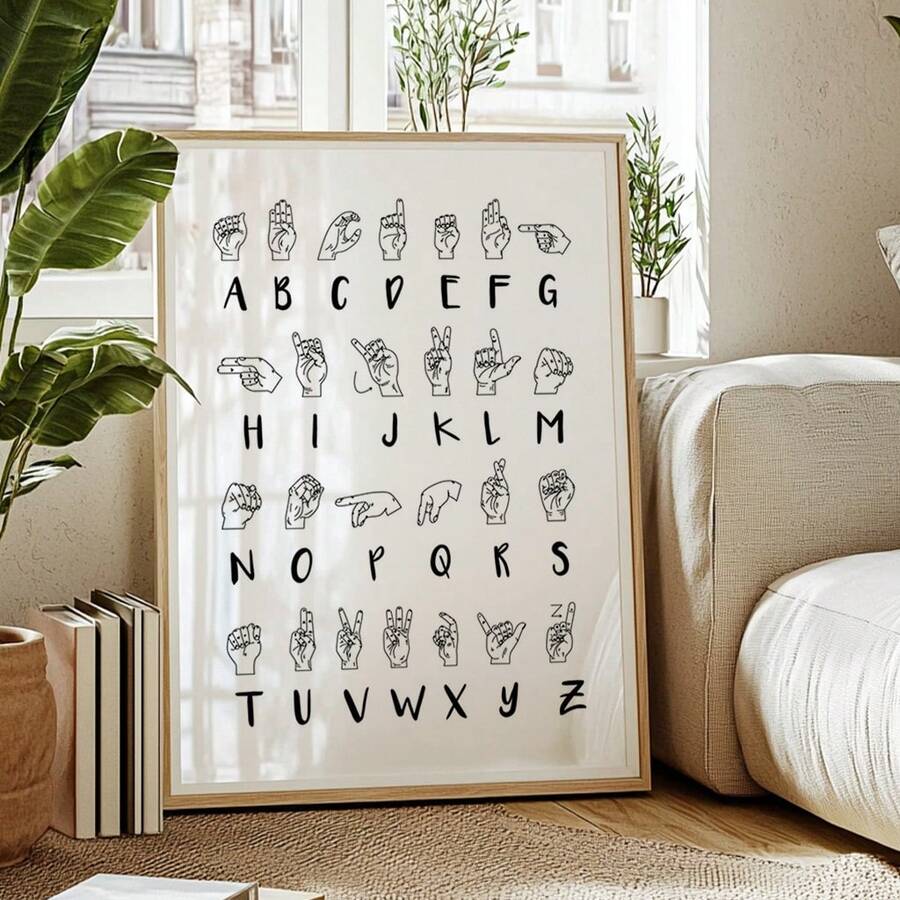 Prints Wall Art Picture Sign Language Alphabet Kids Room Home Decor ...