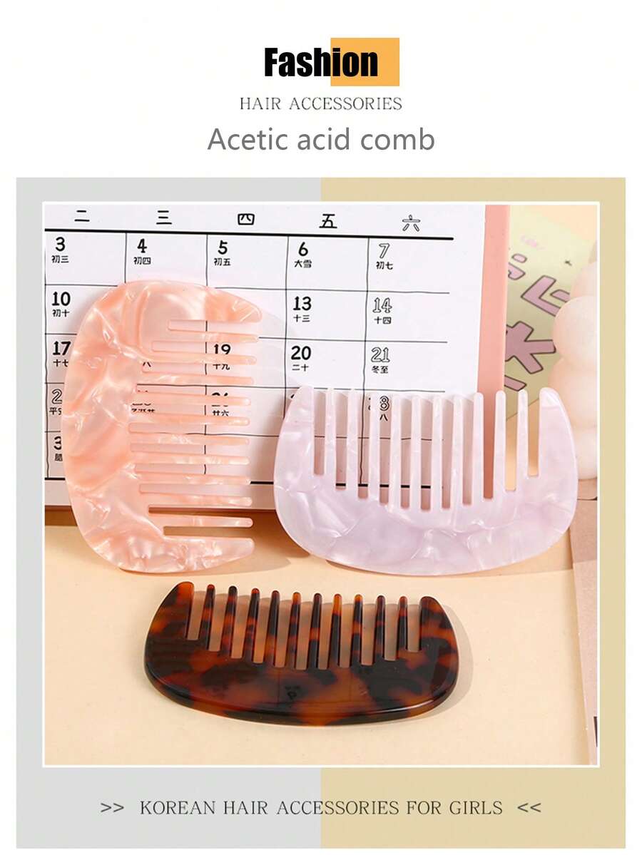 1pc Minimalist Marble Texture Hair Comb Portable Acetic Acid ...