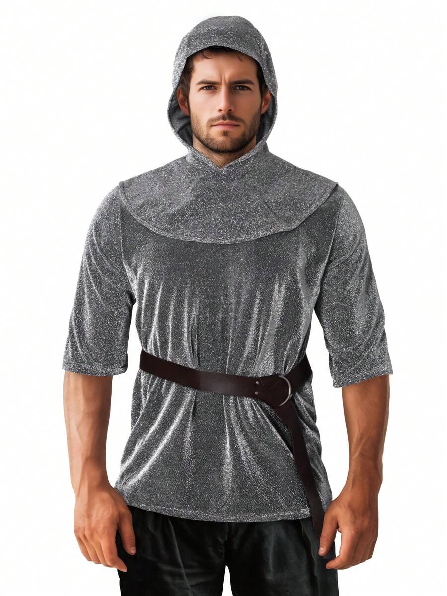 Medieval Faux Chain Mail Armor Knight Templar Tunic Halloween Costume ...