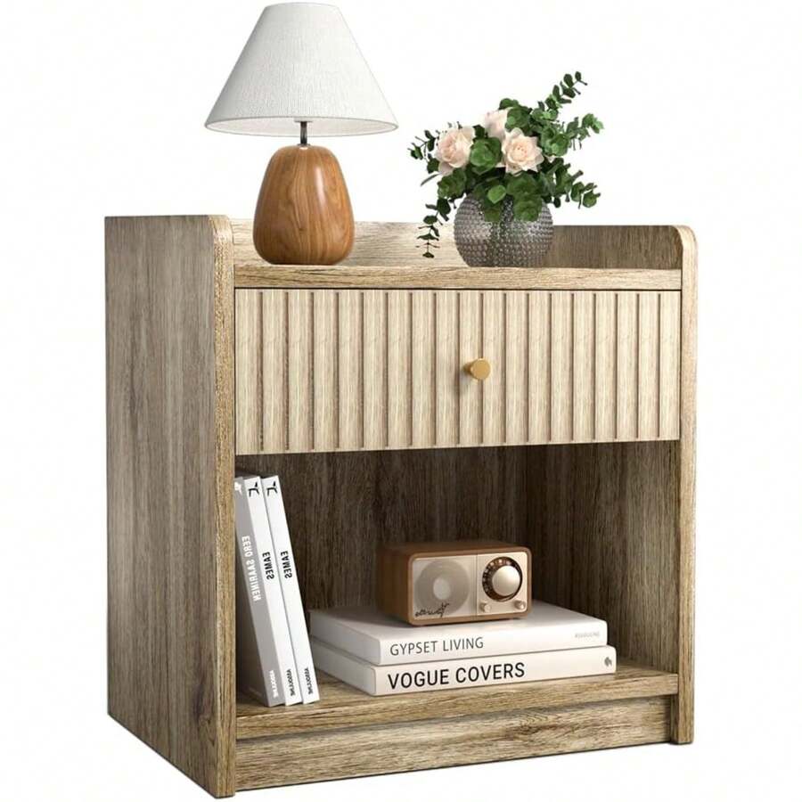 Bedside Table With Drawers And Storage, 18inches Side Table For Bedroom ...