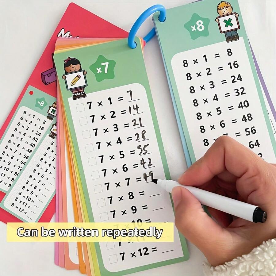 15pcs Multiplication Flash Card Set With Self-Check & Scoring ...