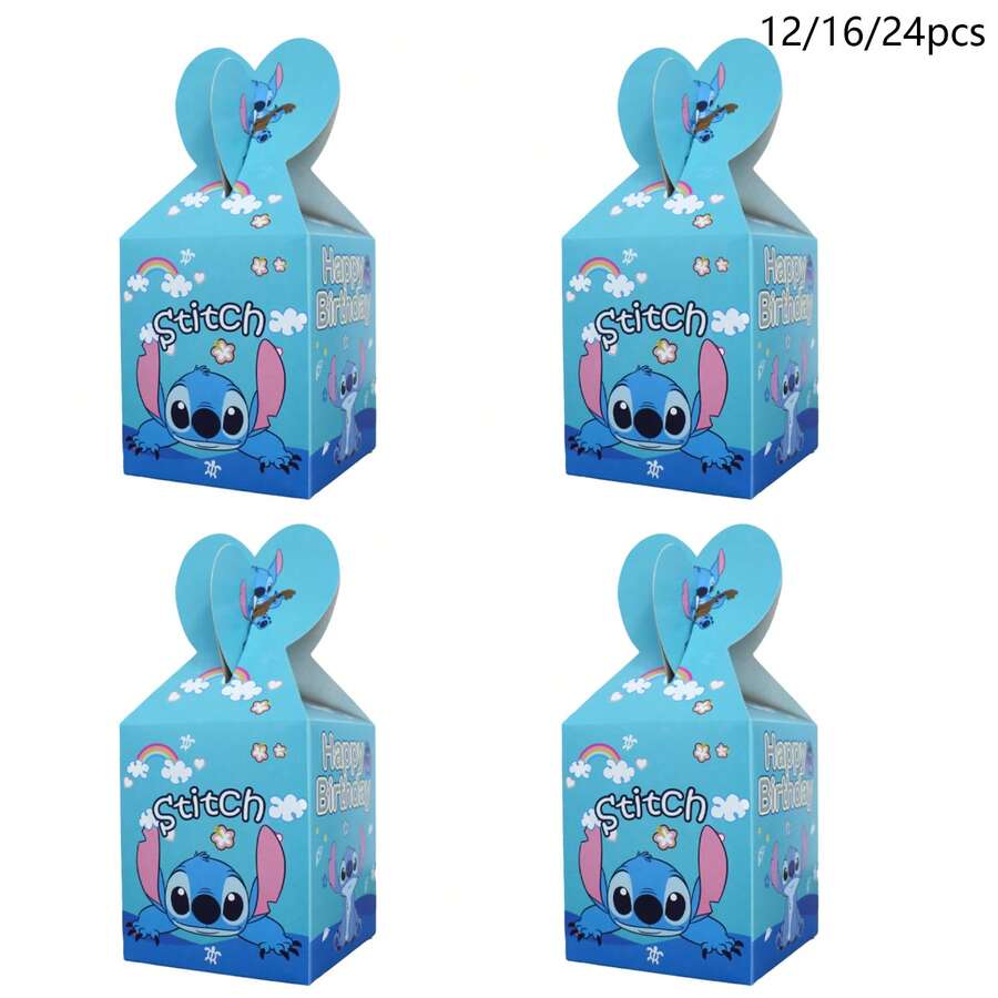 Disney 24pcs Disney Stitch Out Popcorn Box,Stitch Theme Candy Boxes ...
