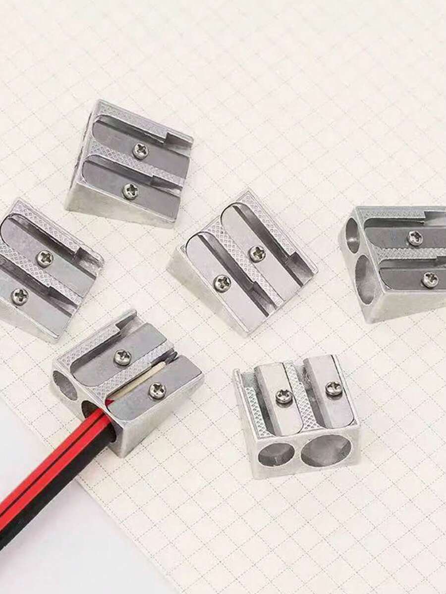 10pcs Aluminum Alloy Double Hole Manual Pencil Sharpener, Metal Office ...