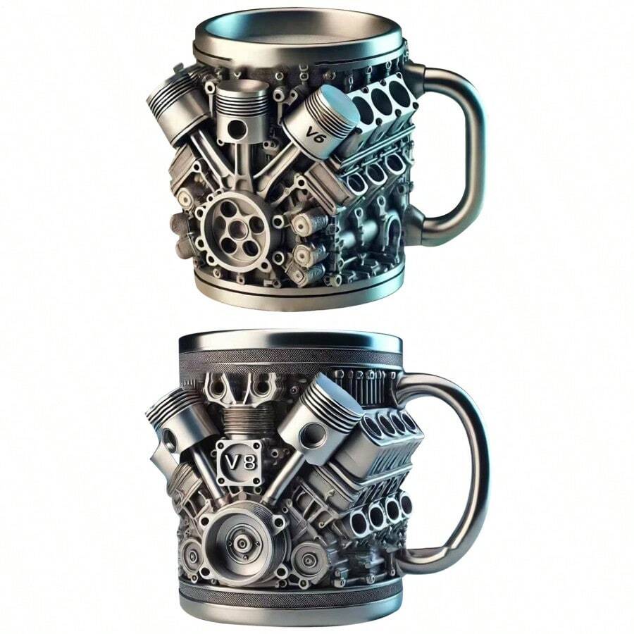 Unique 3D Car Engine Mugs Stainless Steel Coffee Mug V6 V8 Engines ...