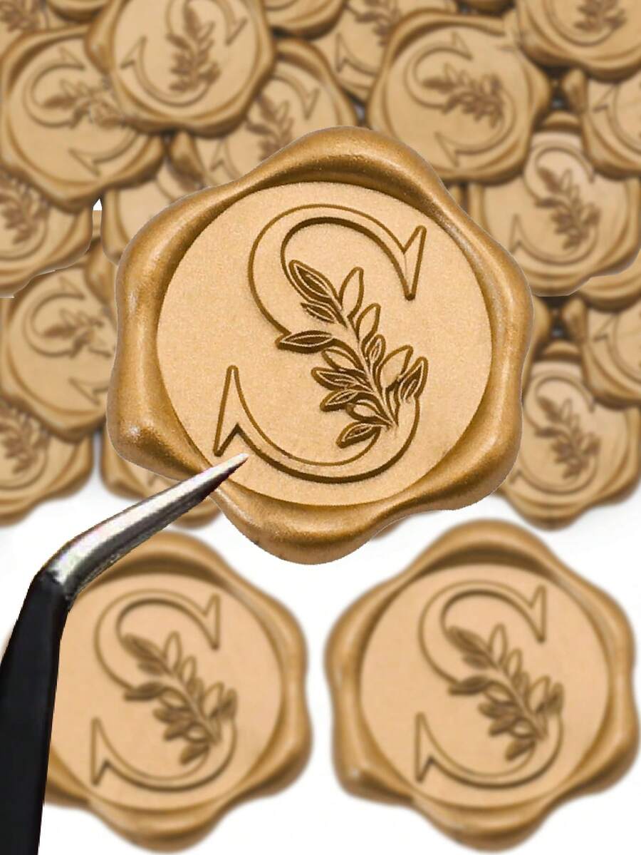 25 Pack Letter S Wax Seal Stickers, Antique Gold Botanical Leaves ...