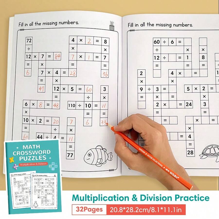 Lachilly Math Crossword Puzzle Book: 1-12 Multiplication & Division ...