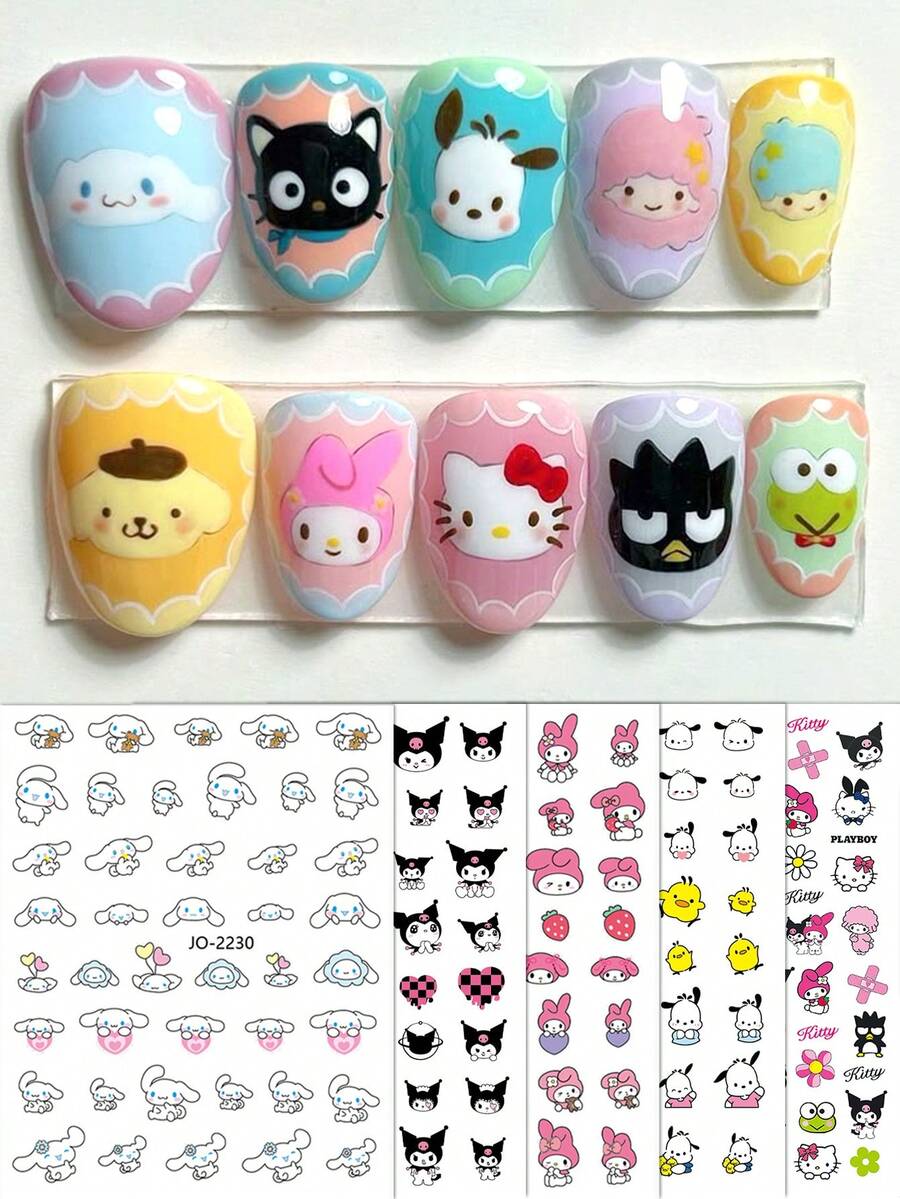 Sanrio Adesivos de Arte de Unhas 3D Fofos de Personagens Cartoon Sanrio ...