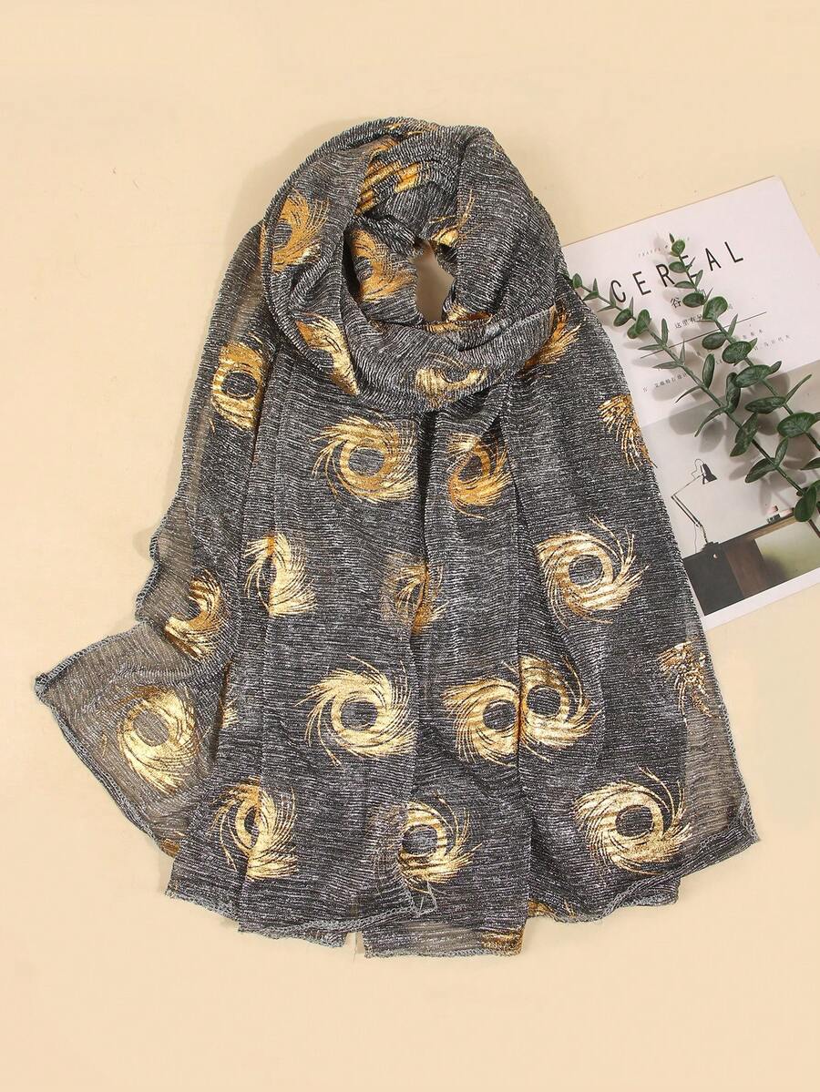 1pc Women's Spring/Summer Metallic Shiny Scarf Shawl Hijab Headwrap ...