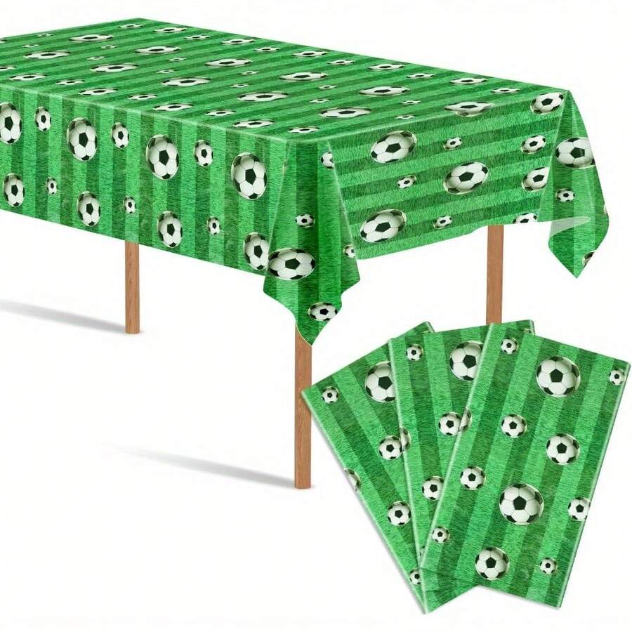 1pc Football Lover Theme Disposable Plastic Tablecloth, 137*274cm Green ...