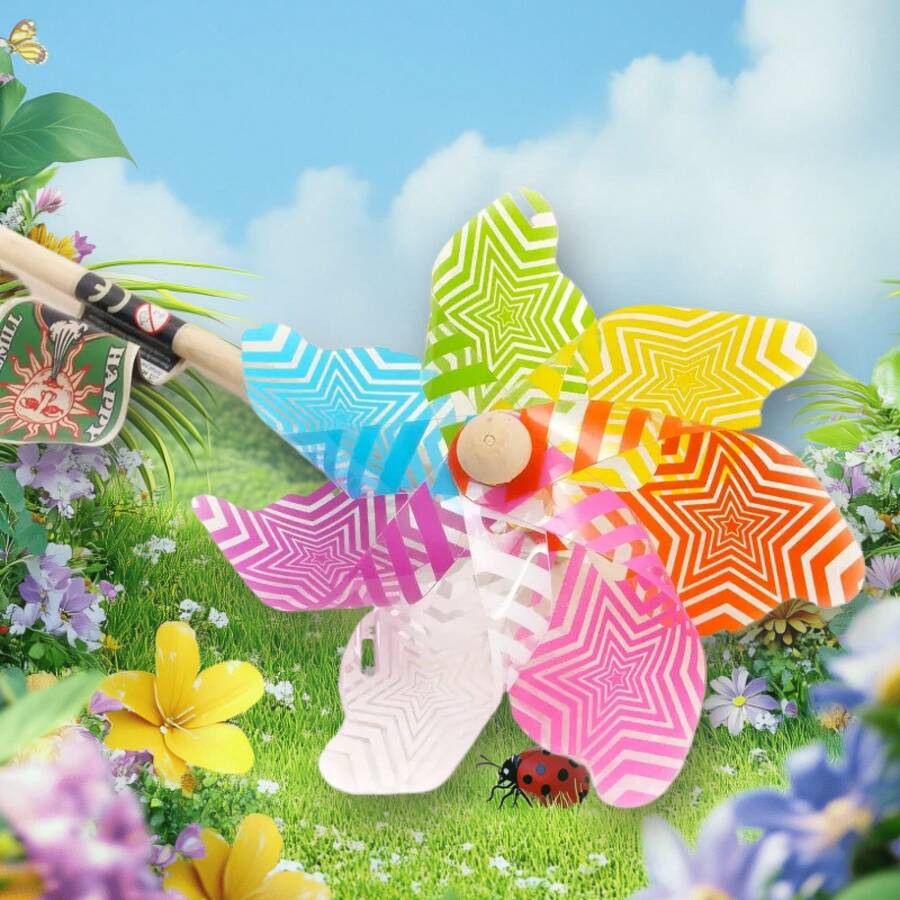 House Of Marbles Windmill Pinwheel, Vibrant Colors, Wooden Rod, 18-Inch ...