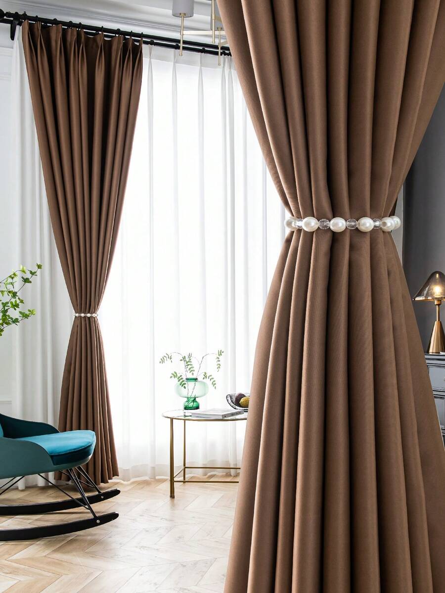 1pc Plain Colored Modern Rayon Blackout Curtain With Rod Pocket ...