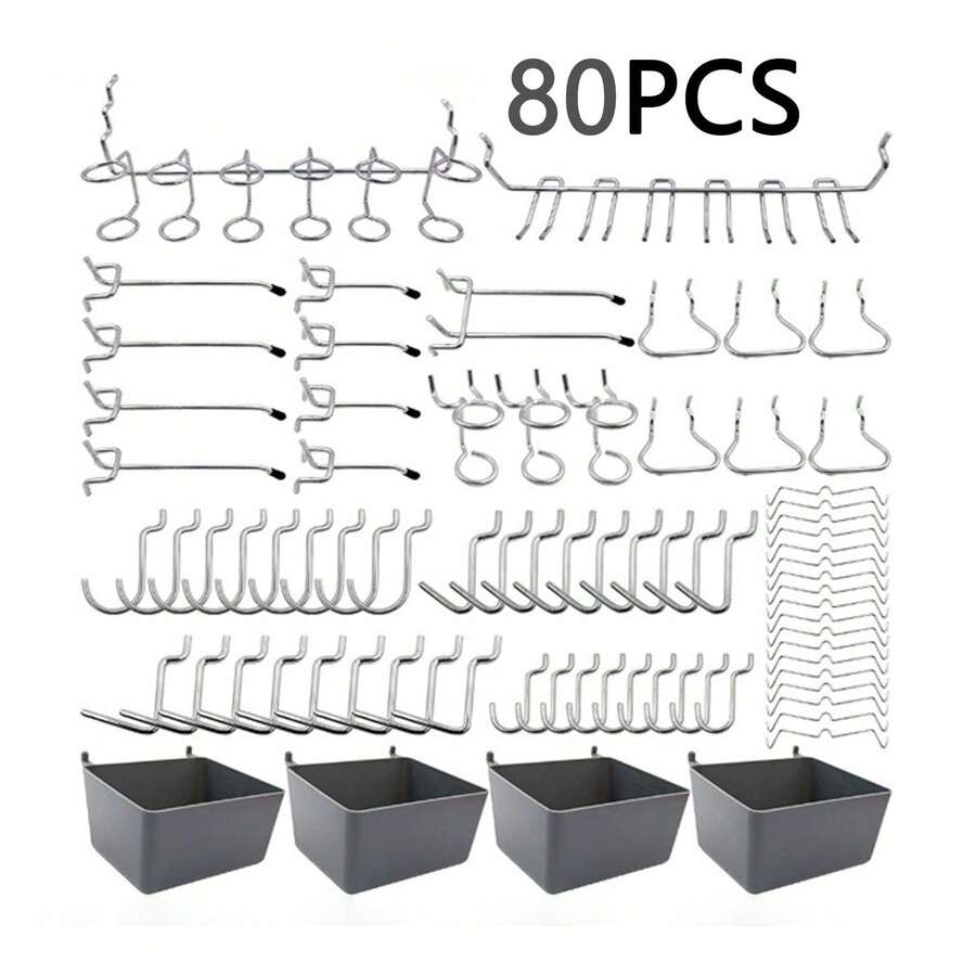 80 Piece Pegboard Hook Set, Pegboard Hook Set With Pegboard Box And ...