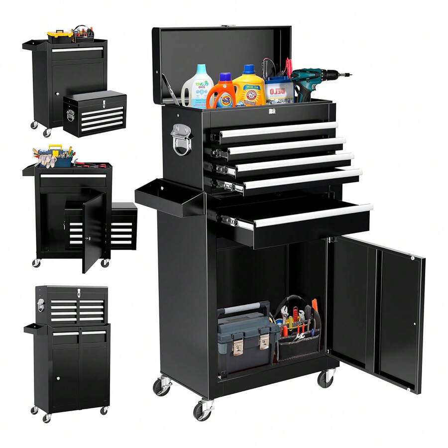 Workshop Trolley With Case Attachment, Lockable Tool Trolley, 10 ...