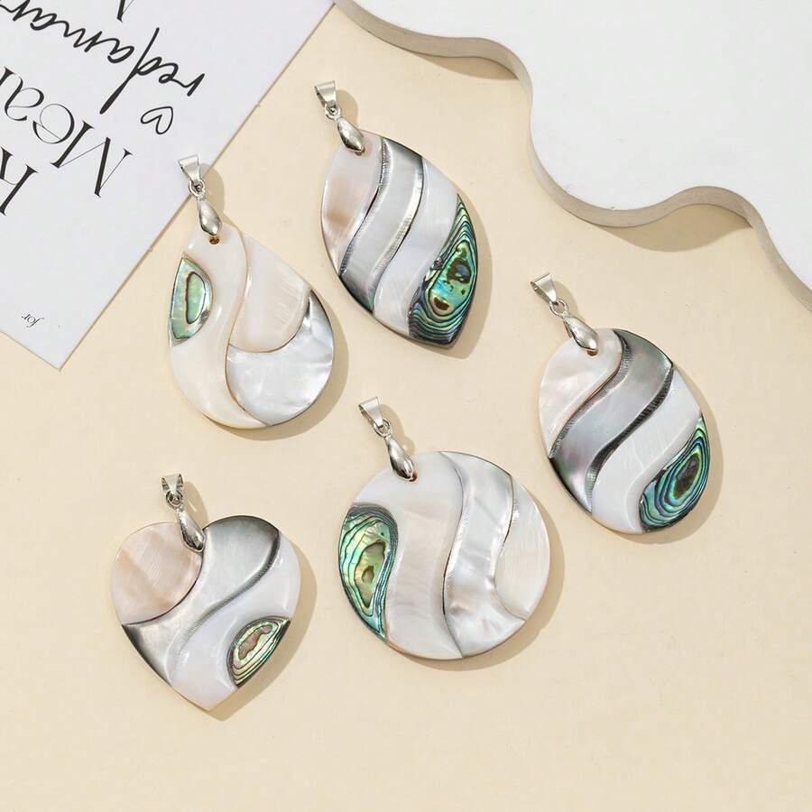 1pc Natural Splicing Shell Splicing Abalone White Shell Pendant Charms ...