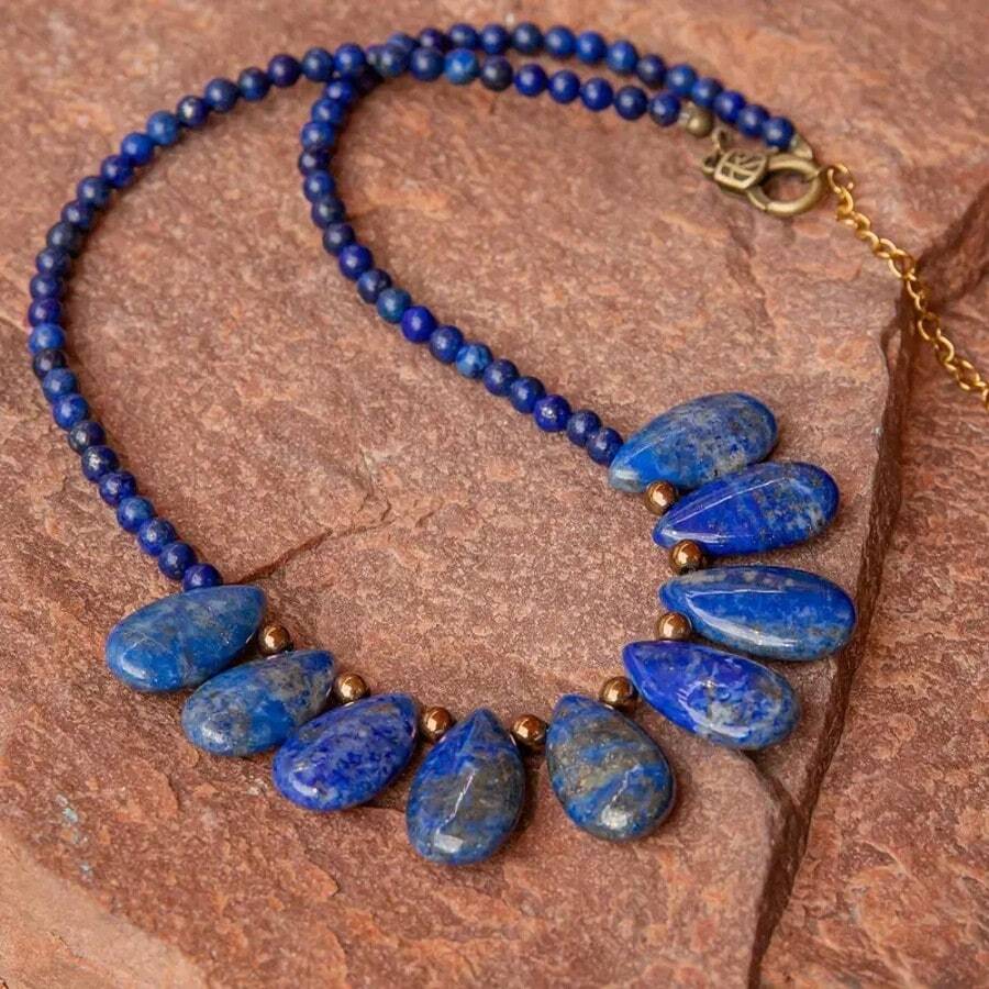 A Vintage Style Lapis Lazuli Necklace, A Beautiful And Unique Match For ...