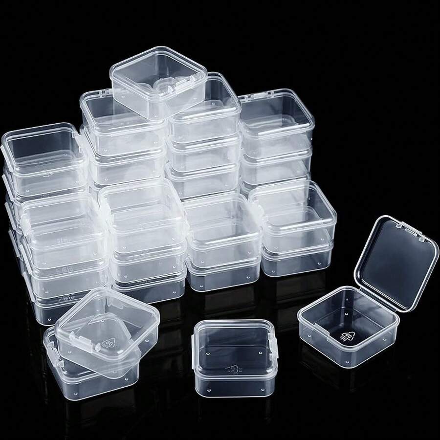 48 Packs Clear Small Plastic Containers Transparent Storage Box With ...
