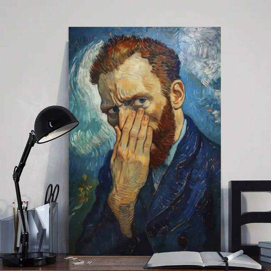 Framed Funny Van Gogh Bathroom Canvas Poster - Humorous Toilet Art ...