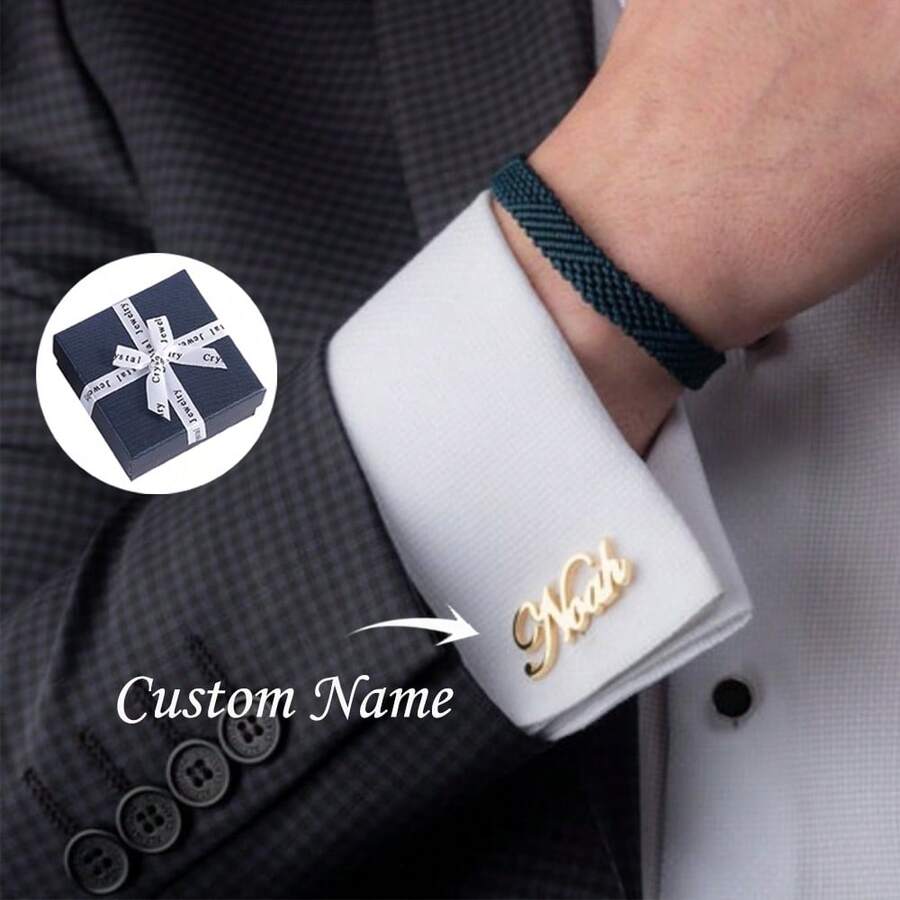 1 Pair Personalized Sterling Name Cufflinks - Custom Cufflinks - Groom ...