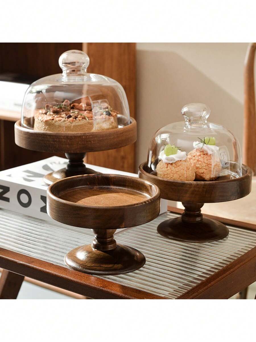 Premium Wooden Cake Stand, High Pedestal Cake Plate, Bread, Pastry ...