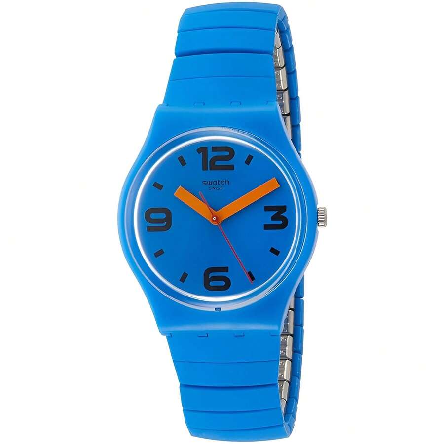 Swatch GN251A Women's Pepeblu Blue Dial Expansion Bracelet Watch ...