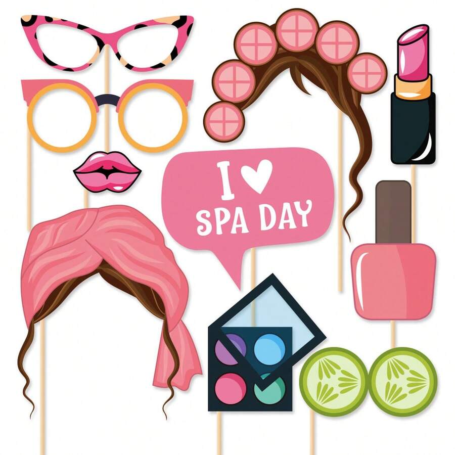 10 Pcs Theme Party Photography Props, Spa Photo Booth Props, Spa Day ...