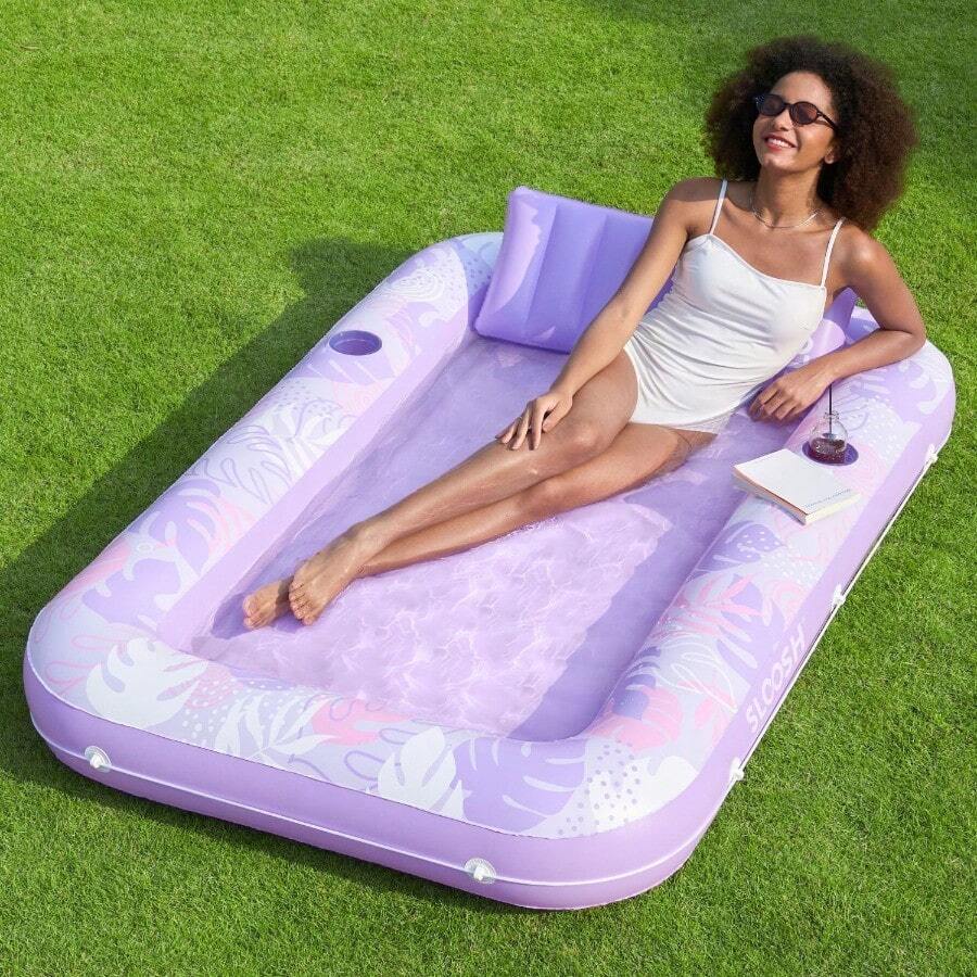 Inflatable Tanning Pool Lounger Float 70" X 46" Large Suntan Sun Tan ...