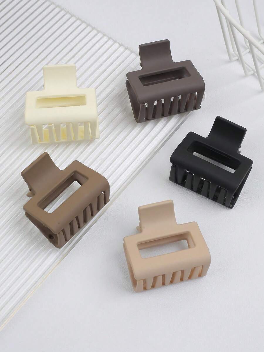 5pcs/Set Minimalist Matte Brown Square Claw Hair Clips, 4cm, Suitable ...