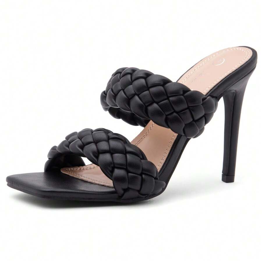 Herstyle Womens Lilah Braided Heeled Sandals Square Open Toe Stiletto ...