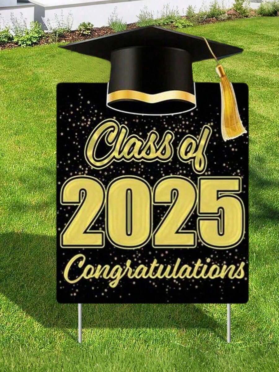 1pc-Congratulations Class Of 2025 Graduation Yard Sign With Stick - 12 ...