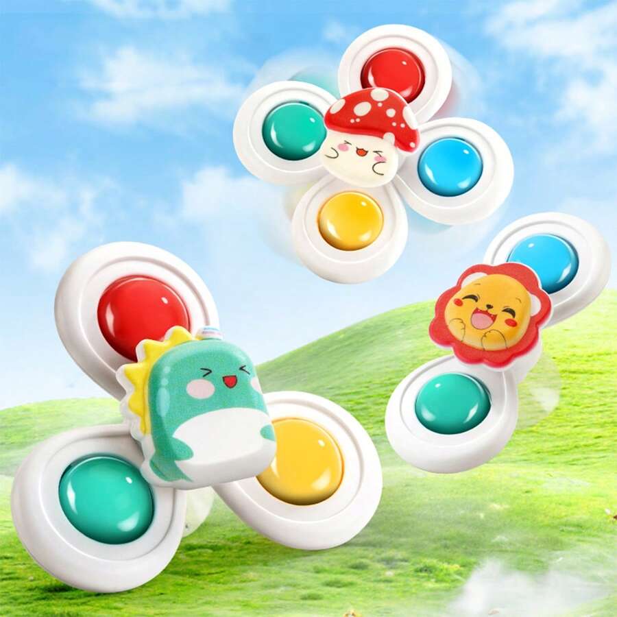 Cartoon Suction Cup Spinning Toy, Baby Rotary Spinning Top Bracelet ...