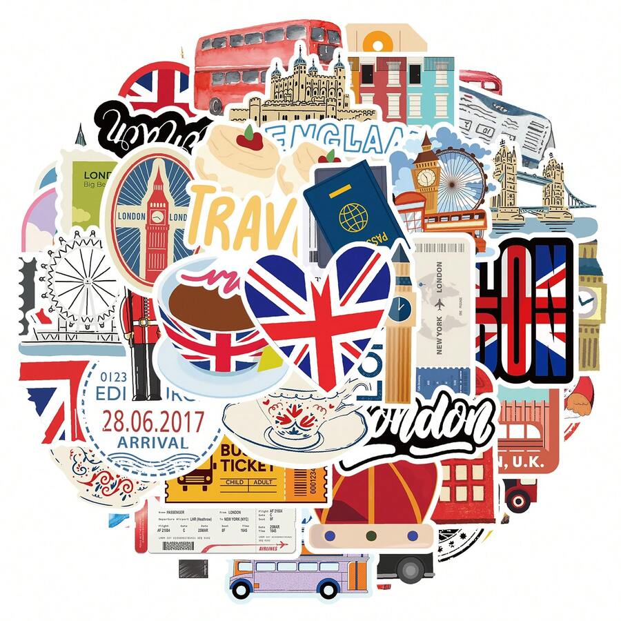 50PCS Sheets London Stickers Vinyl Aesthetics Stickers Scrapbooking ...