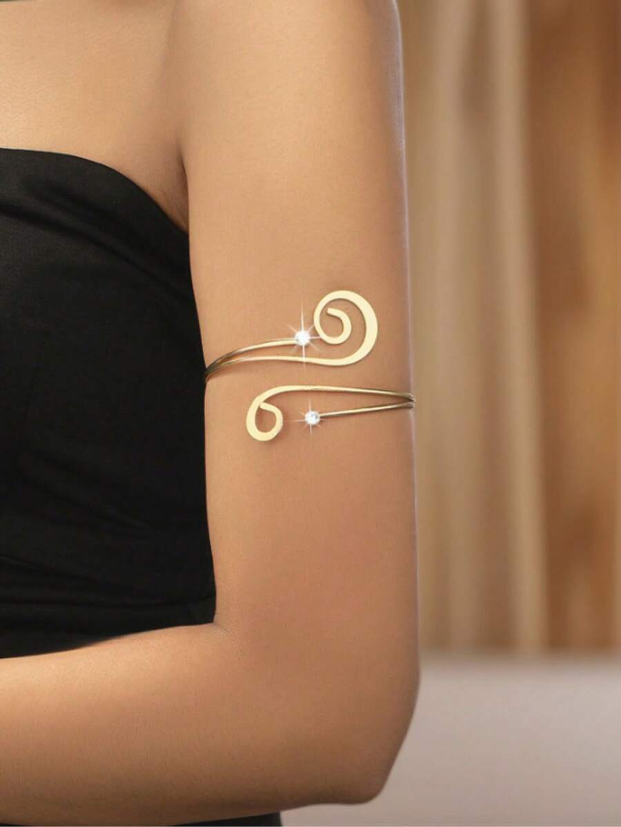 Golden Spiral Bracelet Armlet Arm Cuff Jewelry, Metal Arm Band Decor ...