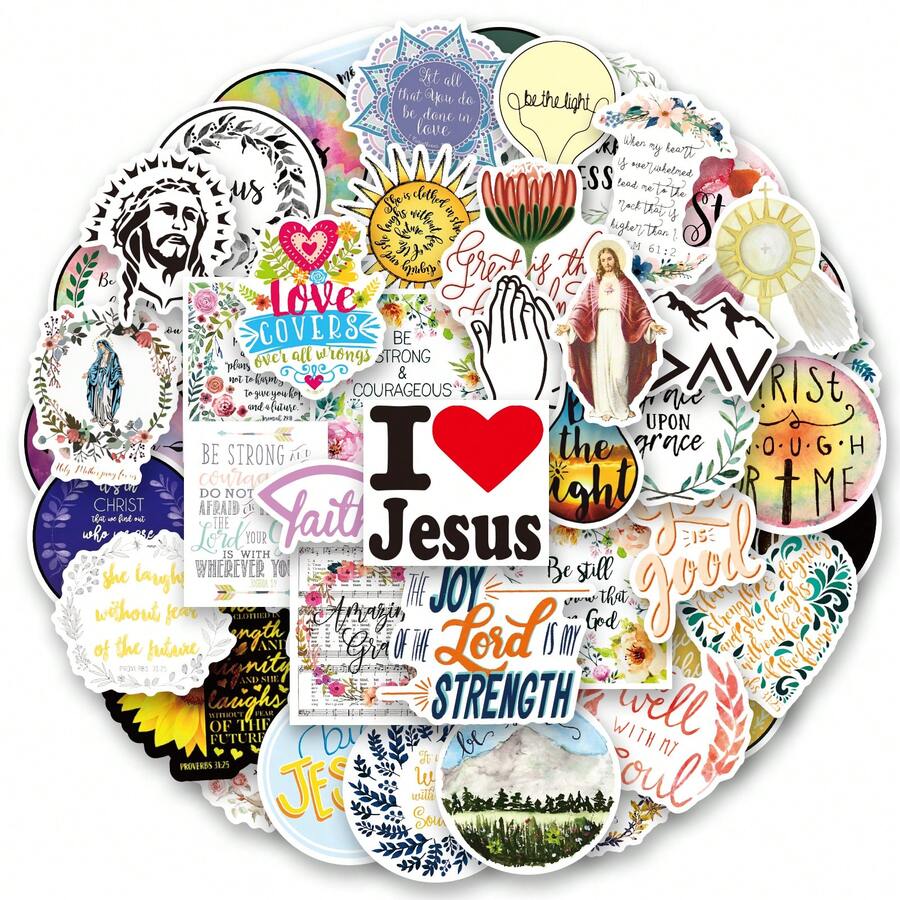 50 Pcs Jesus Christian Stickers, Bible Verse Faith Stickers Vinyl ...