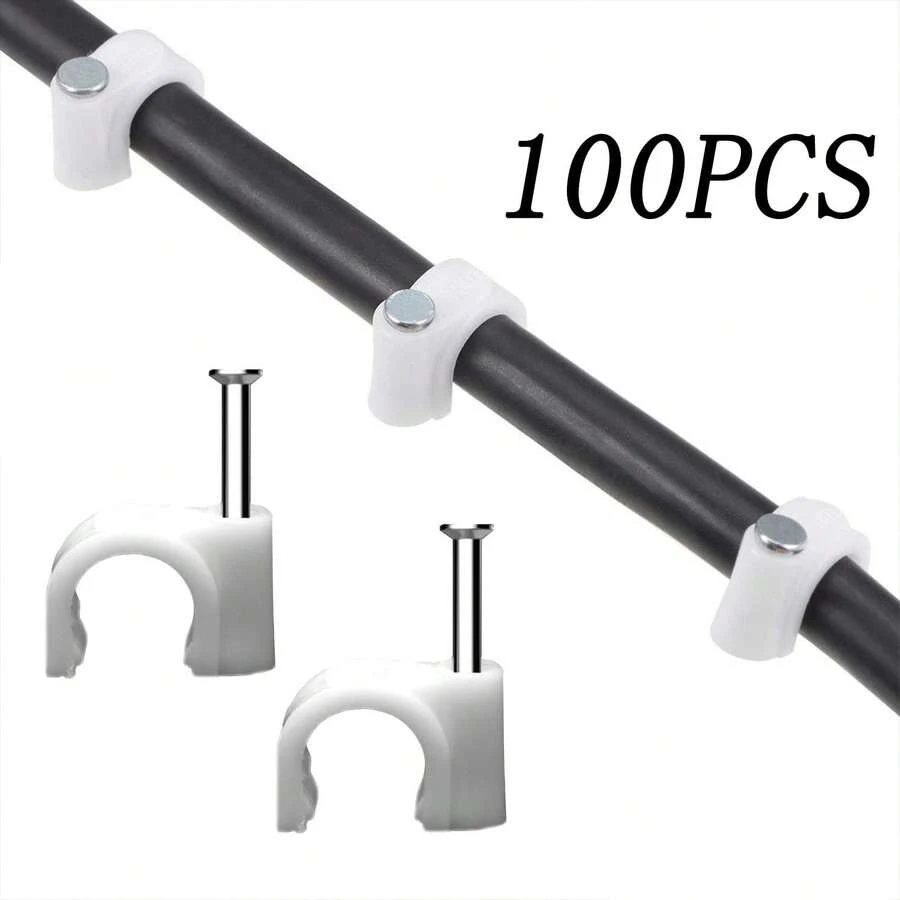 Clips de cable con clavos de acero 100 piezas - Blanco - Clips de cable ...