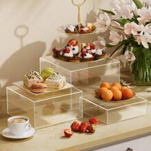 Transparent Acrylic Buffet Stand, Buffet Table Food Display Rack, Dessert Cube Box With Hollow ...