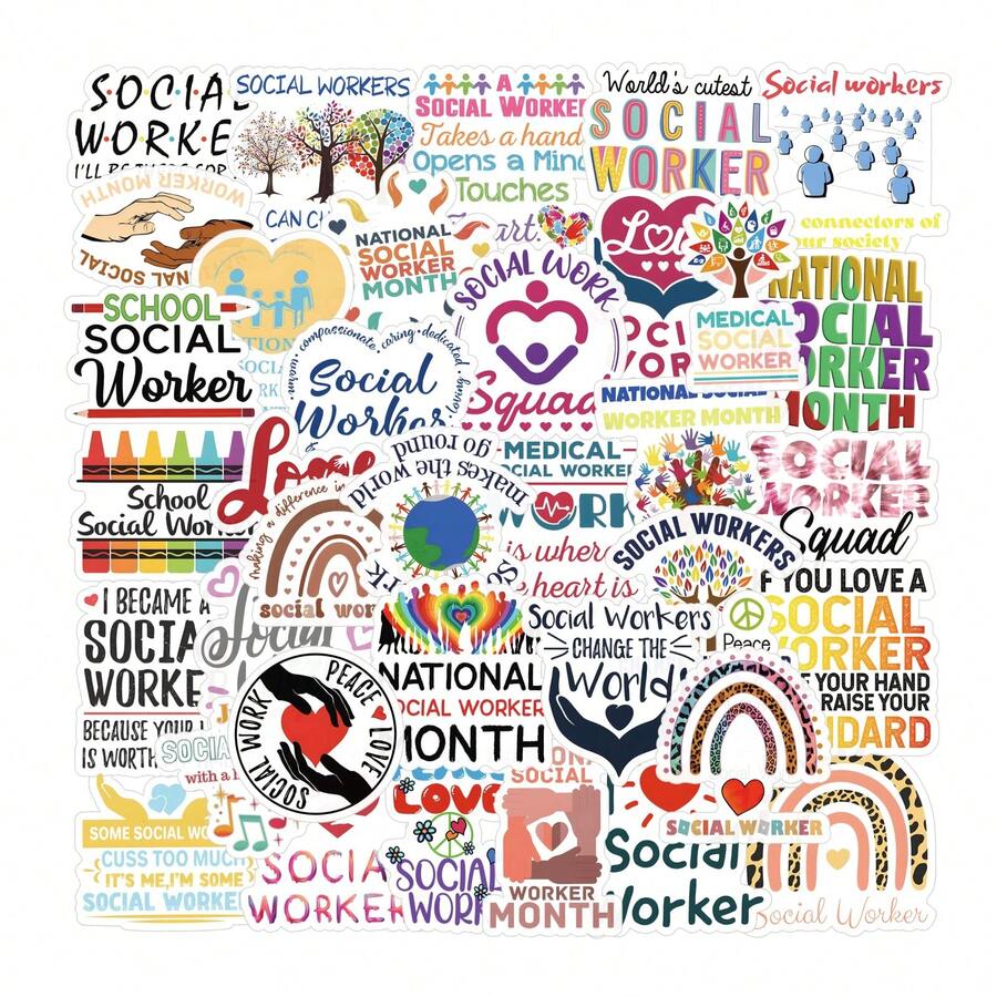 60Pcs Social Work Stickers Social Worker Stickers Heart Stickers Love ...