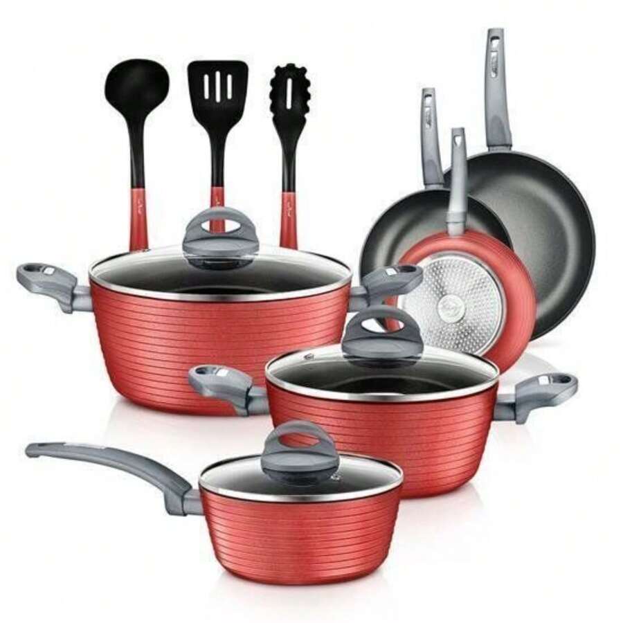 12 Pcs. Kitchenware Pots & Pans Set-Non-Stick Coating, Stylish | SHEIN USA