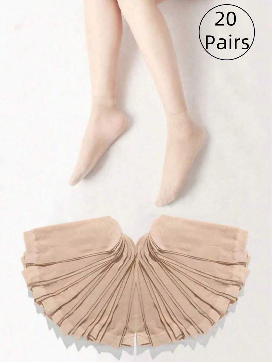 20 Pairs Women Skin Color Simple Thin Short Socks | SHEIN USA