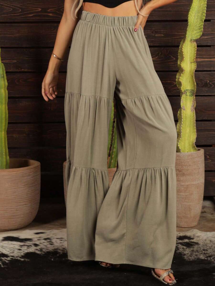 Tiered Ruffle Wide Leg Pants | SHEIN USA