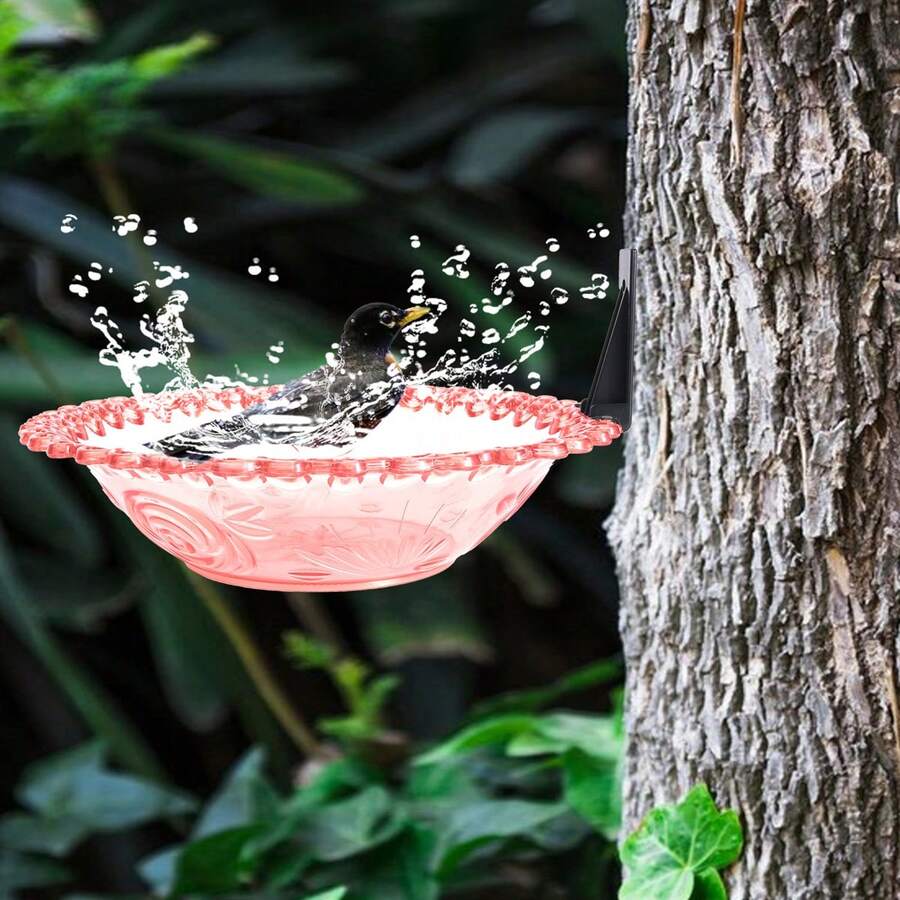 Hanging Bird Bath Bowl Transparent Bird Feeder Plate Garden Bird Bath ...