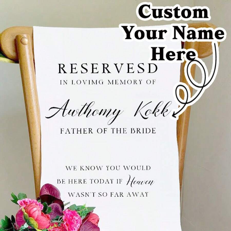 Customized Wedding Memorial Chair Plaque, Preserving Memories, Wedding ...