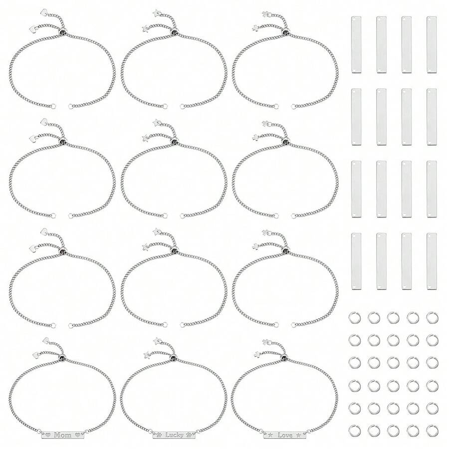 DIY Stainless Steel Rectangle Link Bracelet Making Kits Stainless Steel ...