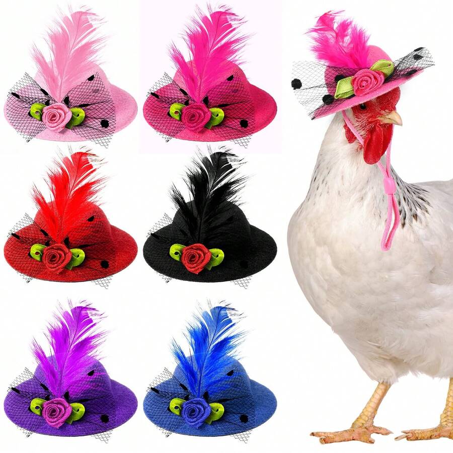 6 Pcs Mini Chicken Hats For Hen, Adjustable Elastic Chin Strap, Funny ...