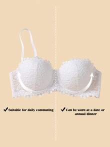 White Women's Sexy Half Cup Lace Underwire Women's Underwire Poly ...